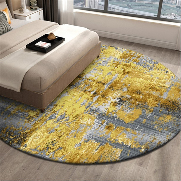 Wishstar Nordic Luxury Round Bedside Carpet Rugs Gold Gray Area Rugs ...