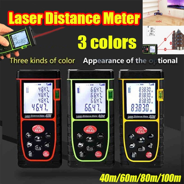 New 40M/60M/80M/100M Digital Laser Distance Meter Handheld Rangefinder ...