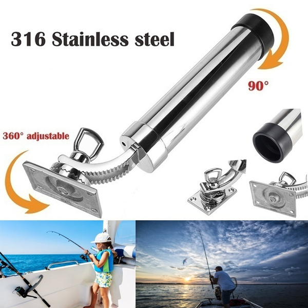360 Rotation Deck Fishing Rod Holder Pole Base Stainless Steel for ...