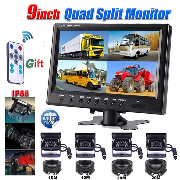 Vehicle Backup Camera Kit Car Parking System, 9 Inch Quad Split Monitor ...