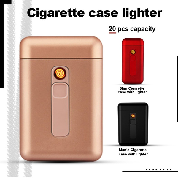 Rechargeable Flameless, Windproof 20Pcs Cigarettes Case With Bulit-in ...