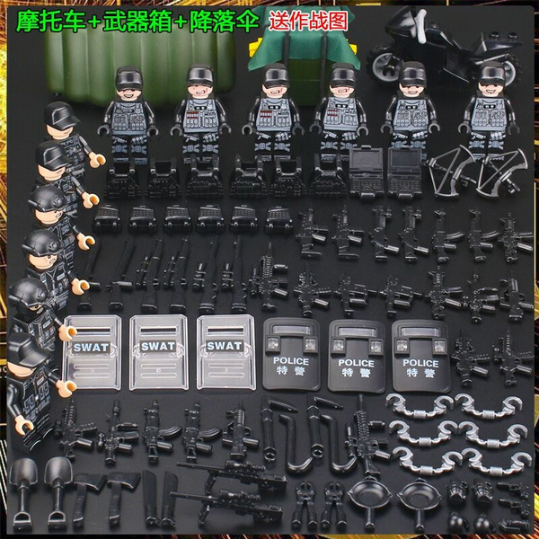 12Pcs Small Particle DIY Puzzle Assembly SWAT Team Doll Building Block ...
