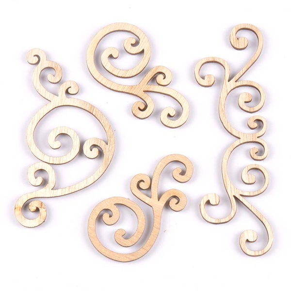 8Pcs Mixed Flower Pattern Wood Crafts DIY Scrapbooking Natural Wooden ...