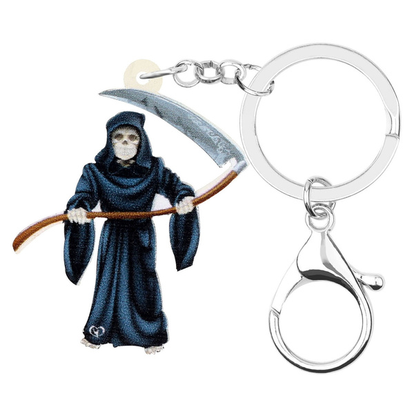 Acrylic Halloween Grim Reaper Keychains Key Ring Death's Sickle Skull ...