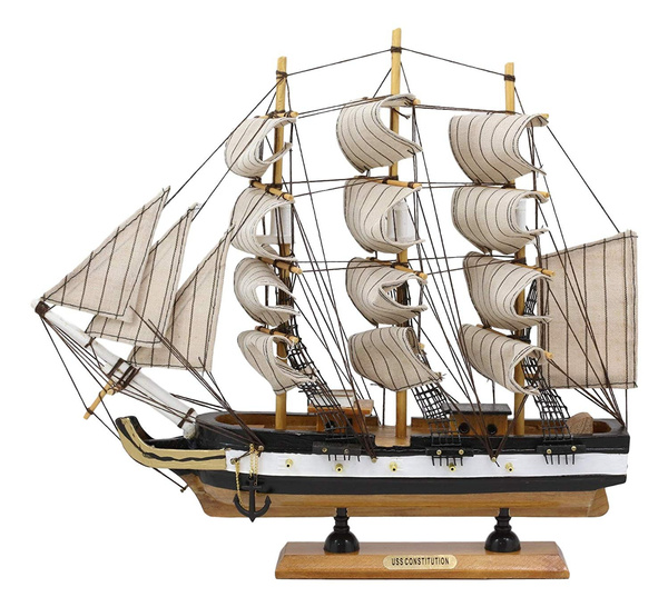 Ebros 12" Tall Handicraft Wood Old Ironsides USS Constitution Frigate ...
