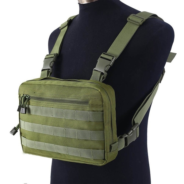 Tactical Vest Chest Bag Adjustable Nylon Breathable Mesh Chest Rig Bag ...