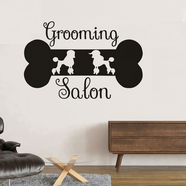 Pets Grooming Salon Sign Wall Decal Teddy Poodle Dog Grooming Wall ...