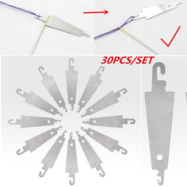 30pcs Iron Sheet Needle Threader Stainless Steel Bright Cross Stitch ...
