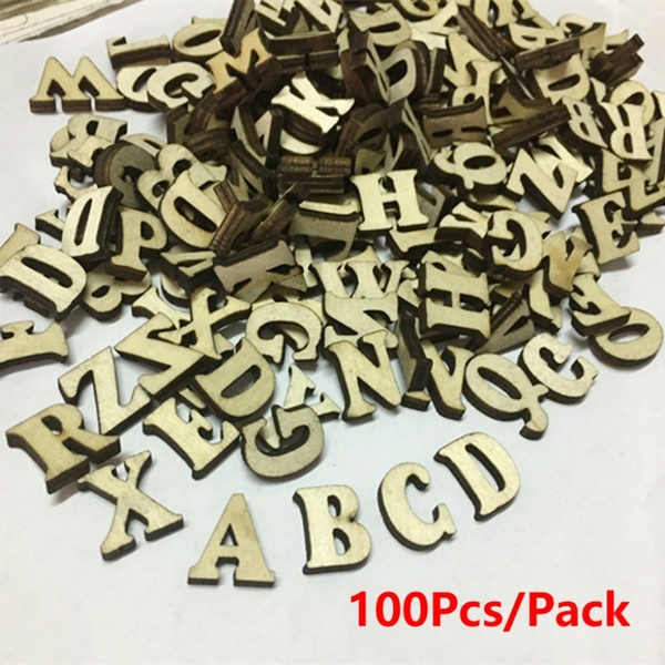 100Pcs/Set Mixed 26 English Letters Woodcraft Accessories for Kid's ...