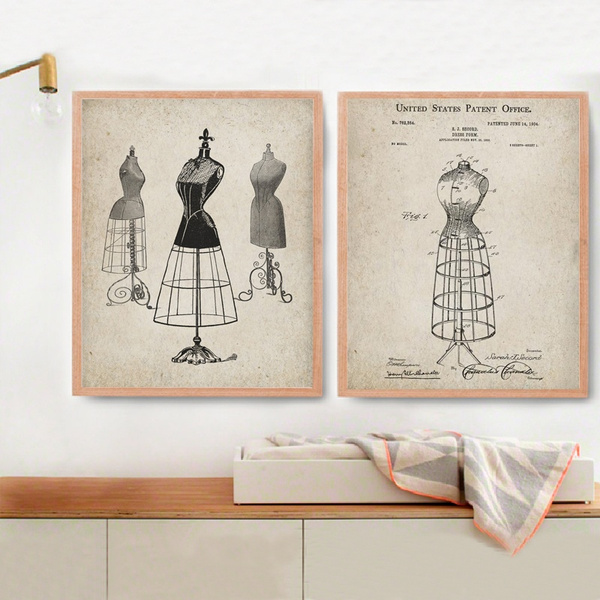 Three Dress Forms Couture Fashion Illustration Art Canvas Prints ...