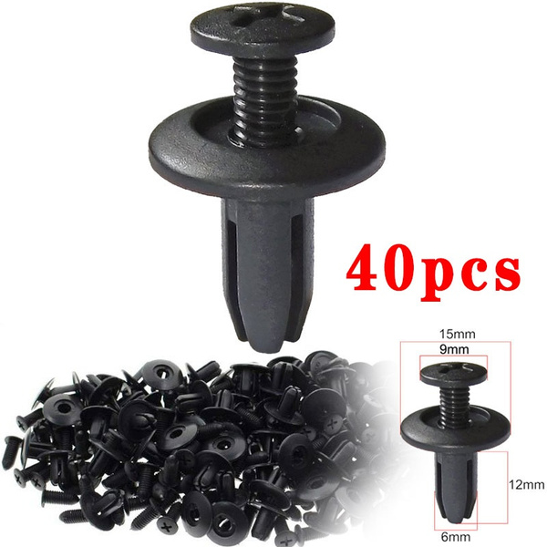 40pcs Car Body Push Pin Rivet Retainer Black Plastic Car Hole Rivets ...