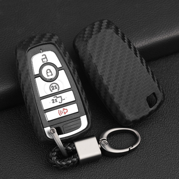 New Car Carbon Fiber Texture Key Fob Cover Key Chain Case Protector For ...