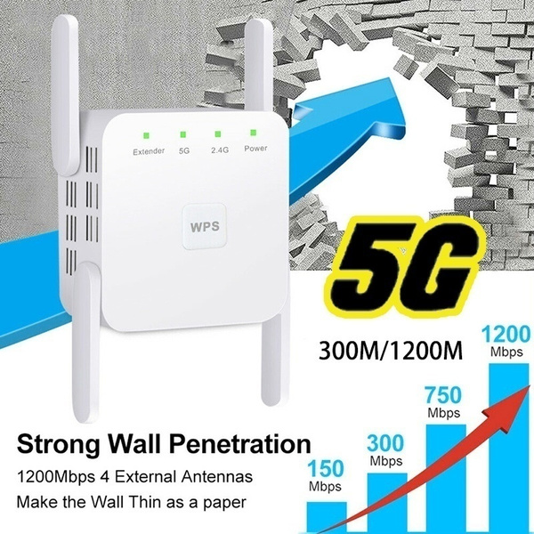 12V 300/1200Mbps WiFi Extender Signal Range Booster Dual-band Wireless ...