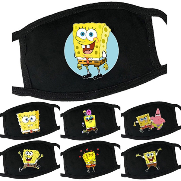 1Pcs Cartoon Cute Spongebob Mouth Mask Black Cotton Mouth Face Masks ...