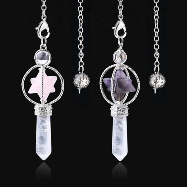Pendulum Quartz Natural Stone Crystal Pink Reiki Healing Pendule ...
