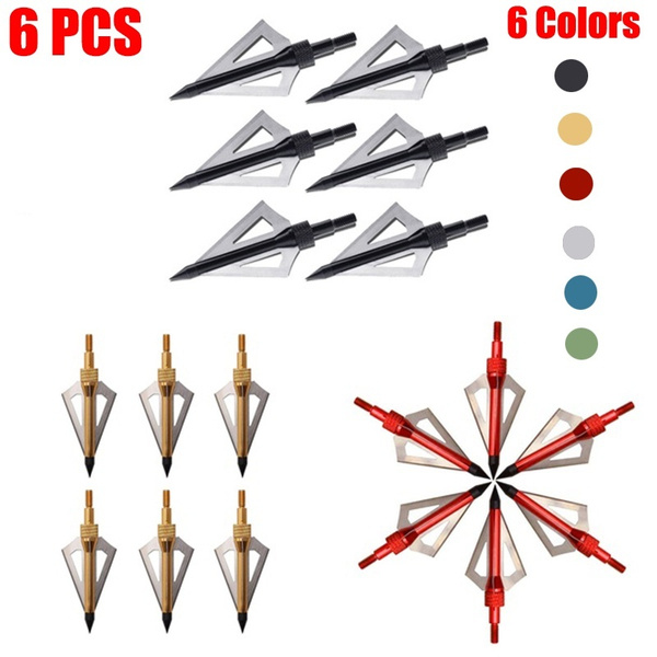 Archery 100/125 Grain Arrowheads 6 PCS Hunting Broadheads Bone Hunting ...