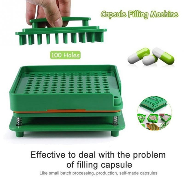 100 Holes Capsule Filler Pill Dispenser Holding Tray Holder Loader ...
