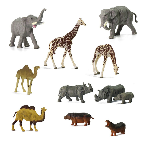 Model Train 1:87 Painted PVC HO Scale Wild Animals Elephant Camel ...