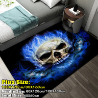 Skull Carpet for Living Room Bedroom Area Mat Rectangular Flame Fire ...