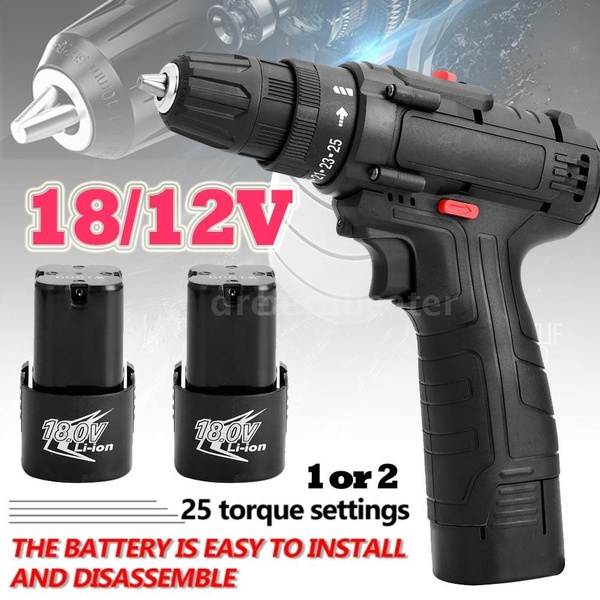 18/12V Multifunctional Electric Cordless Drill High-power Rechargeable ...