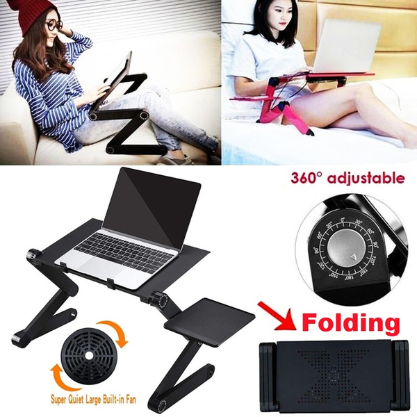 Two Fan Computer Stand Portable Adjustable Foldable Laptop Notebook Lap ...