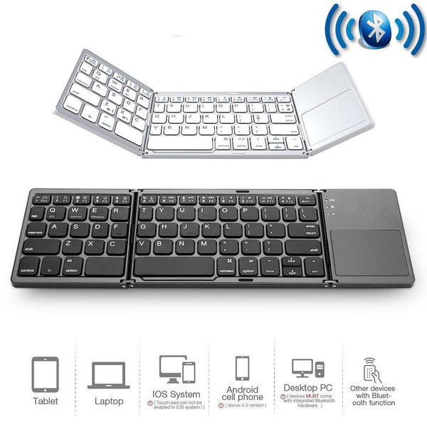Tri-fold Wireless Folding Keyboard Bluetooth 3.0 Foldable Portable Mini ...