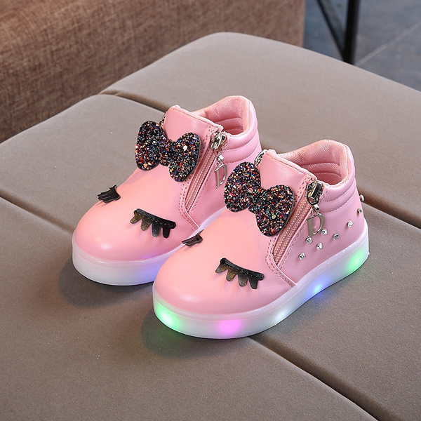 2020 new children's luminous sneakers girls rhinestone luminous shoes ...