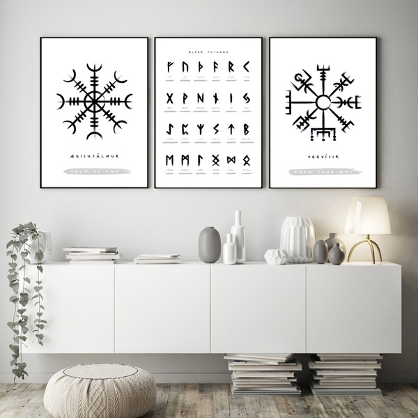 Unframed Viking Scandinavian Old Norse Elder Futhark Runes Wall Art ...