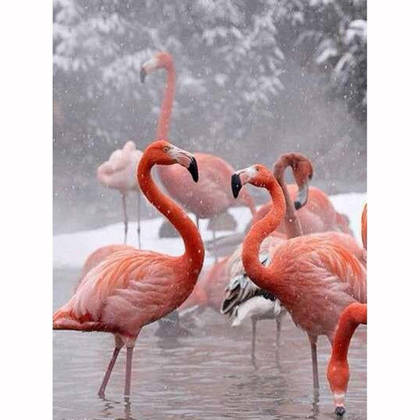 Full Diamond Painting DIY 5D Pink Flamingo Cross Stitch Diamond ...