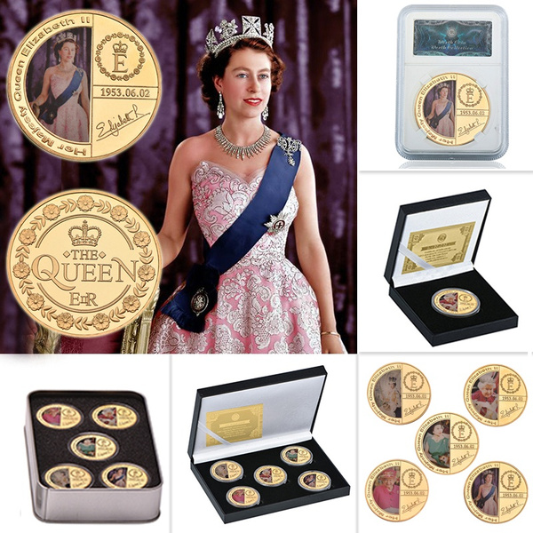 Her Majesty Queen Elizabeth II Gold Souvenir Coin with Coin Holer UK ...