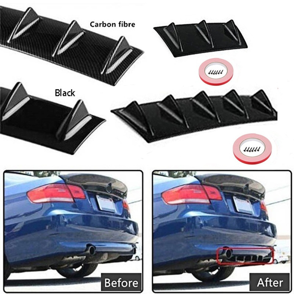 Universal Car Rear Bumper Lip Diffuser 3/5 Shark Fin Style ABS Spoiler ...