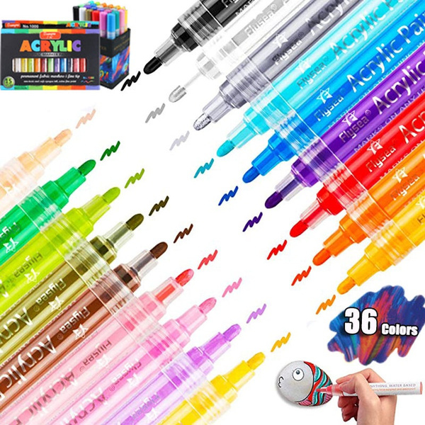 Permanent Acrylic Paint Markers Pens 36/24 /15/12/8 Colours Extra Fine ...