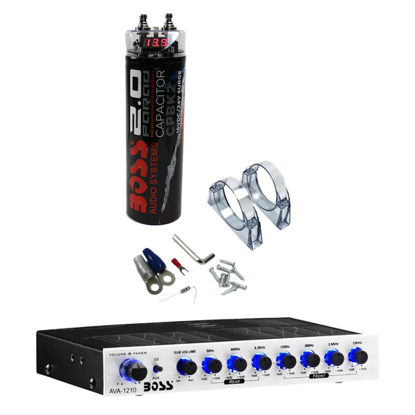 Boss CPBK2 20V Digital Car Audio Power Capacitor and AVA1210 7-Band ...