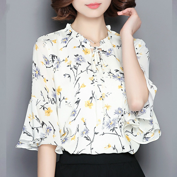 Plus Size Chiffon Blouses Women Blusas Summer Loose Office Lady ...