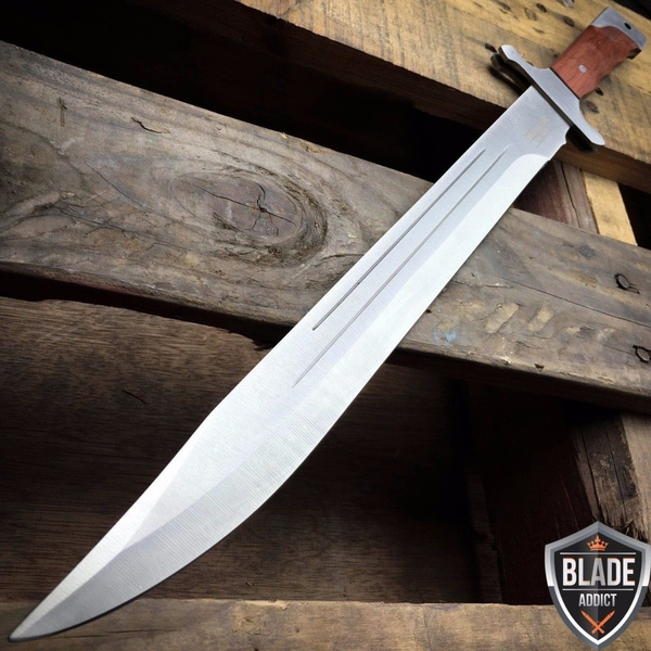 18" FULL TANG RAMBO SWORD MACHETE TACTICAL SURVIVAL HUNTING FIXED BLADE ...