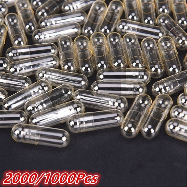 2000/1000Pcs Transparent Empty Gelatin Capsules Pill Vcaps Clear Halal ...