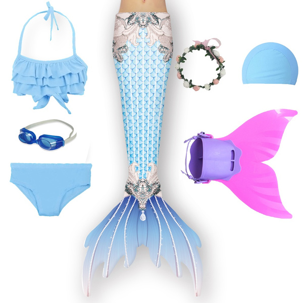 Mermaid Costume Swimsuit Kids Swimmable Mermaid Tail for Girls Swimming ...