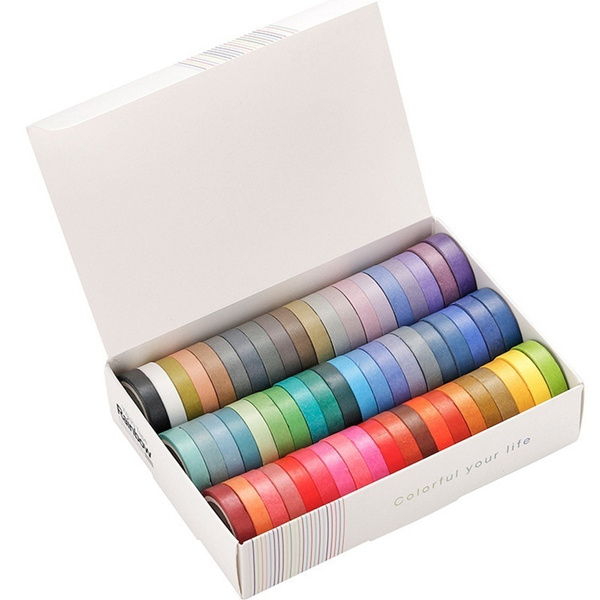 10/40/60 Pcs Basic Solid Color Washi Tape Rainbow Masking Tape ...
