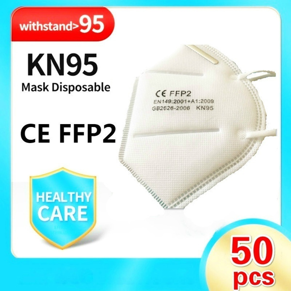 50PCS FFP2 KN95 Face Mask 5 Layers 95% Filtration Mask Filter Mask ...
