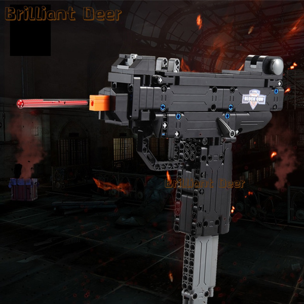 UZI Submachine Gun Scale Model Bullets Shootable Safety Building Blocks ...