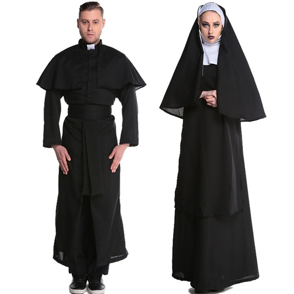 Catholic Priest & Nun Couples Costume Halloween Party Outfit Sister ...
