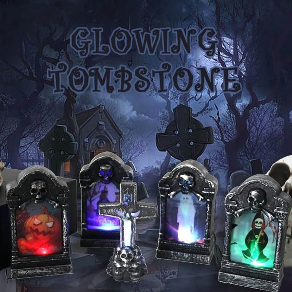 Halloween Glowing Led Tombstone Light Halloween Home Garden Decor Retro ...