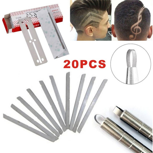 20PCS Eyebrow Beards Engraved Razor Blades Stainless Steel Haircut ...