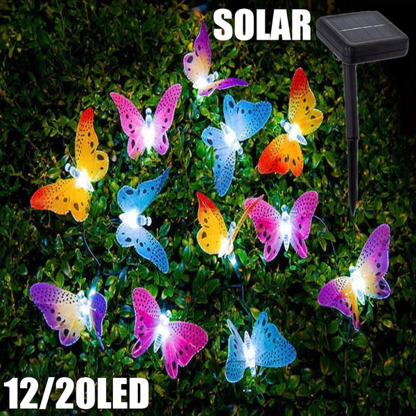 12/20 Led Solar Powered Butterfly Fiber Optic Fairy String Lights ...