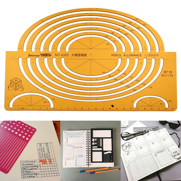 23cm Geometric Drawing Template Measuring Ruler Ellipse Shape for ...