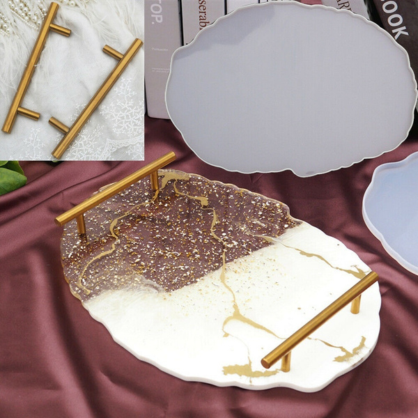 Large Silicone Resin Tray Molds Epoxy Resin Tray Mold Platter Molds with Handles Casting Mould ...
