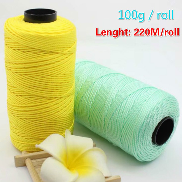 100g/roll Attractive 220m/ball Long Yard Pure Cotton Twisted Cord Rope ...