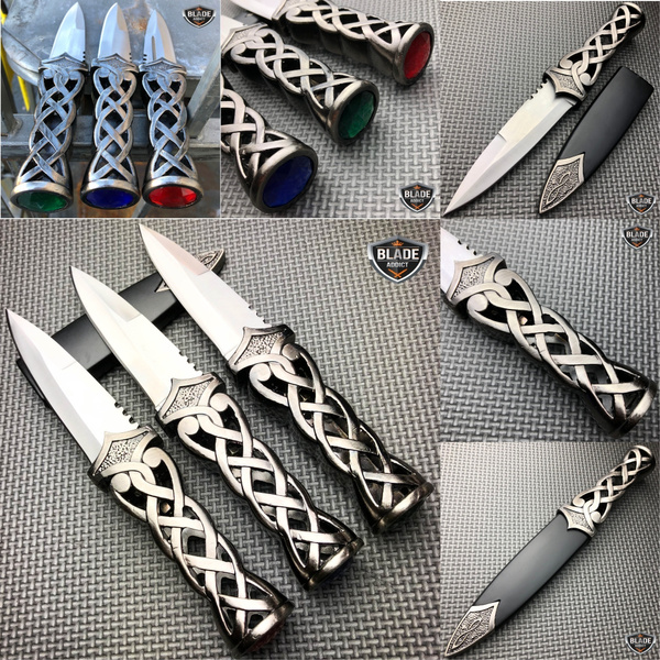 9" MEDIEVAL Scottish Highland Celtic Sgian Dubh Knife Dirk Dagger Fixed ...