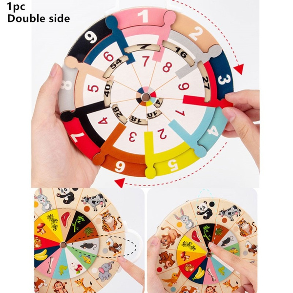 Wooden Toys Multiplication Table Animal Double Sided Rotating Puzzle ...
