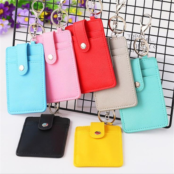 Portable ID Card Holder Bus Cards Cover Case Office Work Keychain | Wish